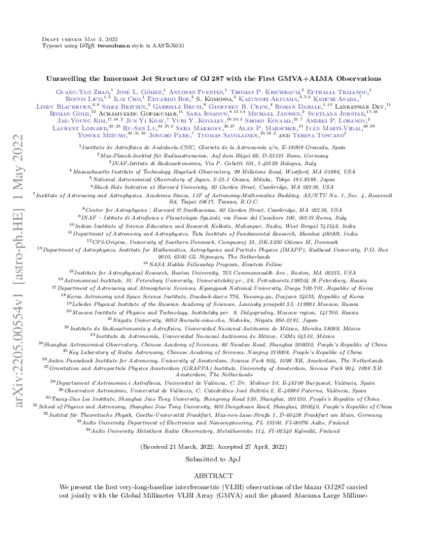 (PDF) Unravelling the Innermost Jet Structure of OJ 287 with the First ...