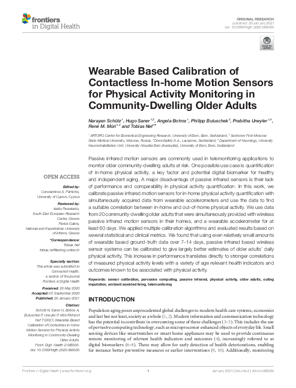 (PDF) Wearable Based Calibration of Contactless In-home Motion Sensors ...