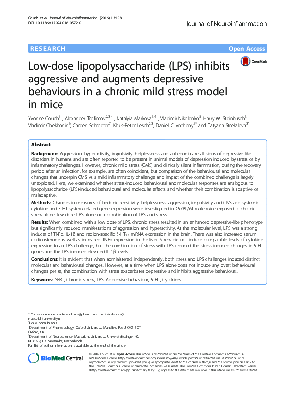 (PDF) Low-dose lipopolysaccharide (LPS) inhibits aggressive and ...