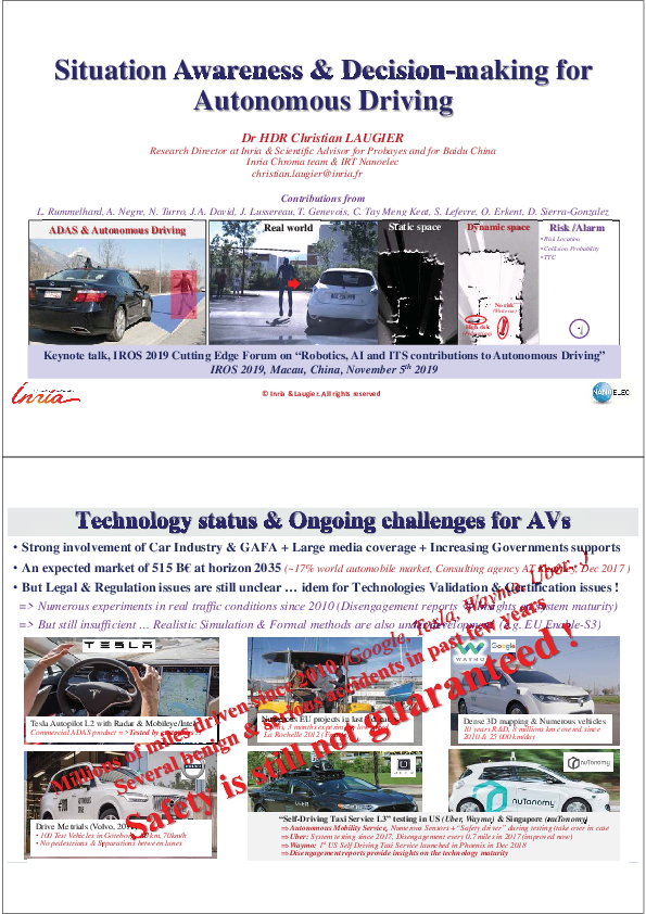 (PDF) Situation Awareness & Decision-making for Autonomous Driving