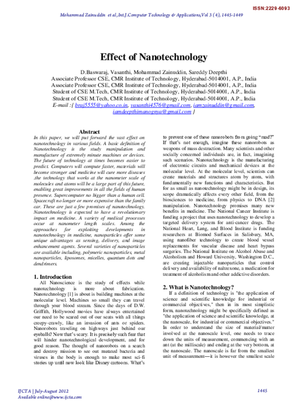 (PDF) Effect of Nanotechnology