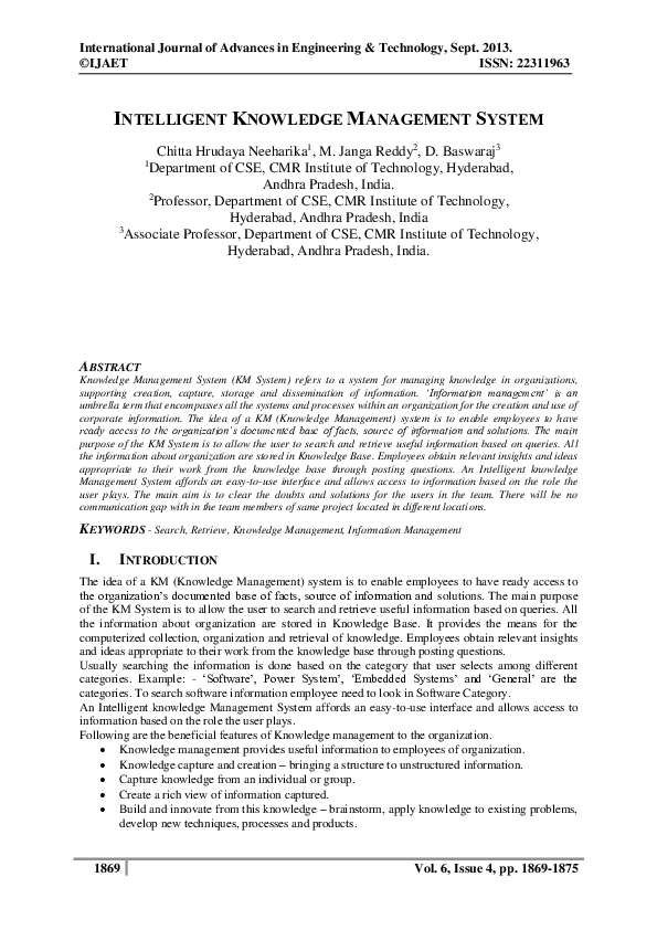 (PDF) Intelligent Knowledge Management System
