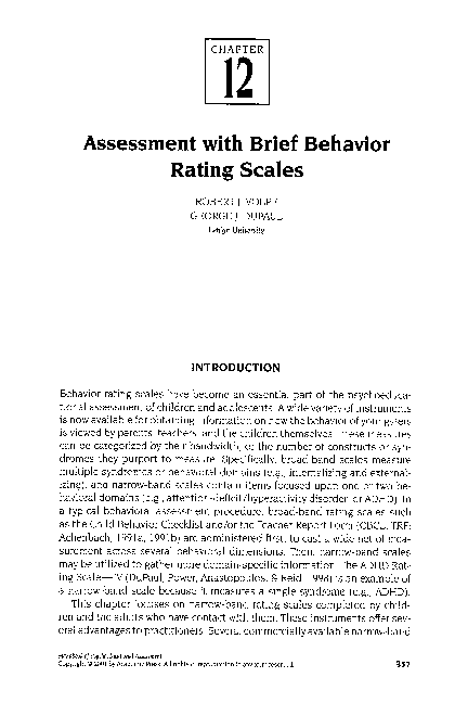 (PDF) Assessment with Brief Behavior Rating Scales