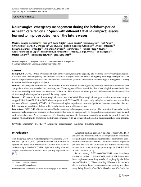 (PDF) Neurosurgical emergency management during the lockdown period in ...