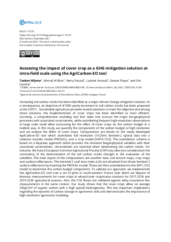 Pdf Assessing The Impact Of Cover Crop As A Ghg Mitigation Solution