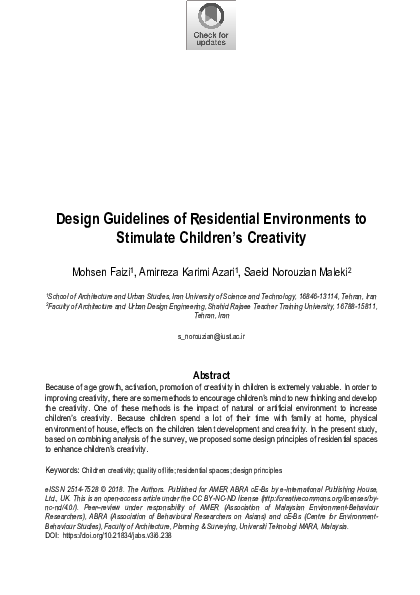 (PDF) Design Guidelines of Residential Environments to Stimulate Children’s Creativity