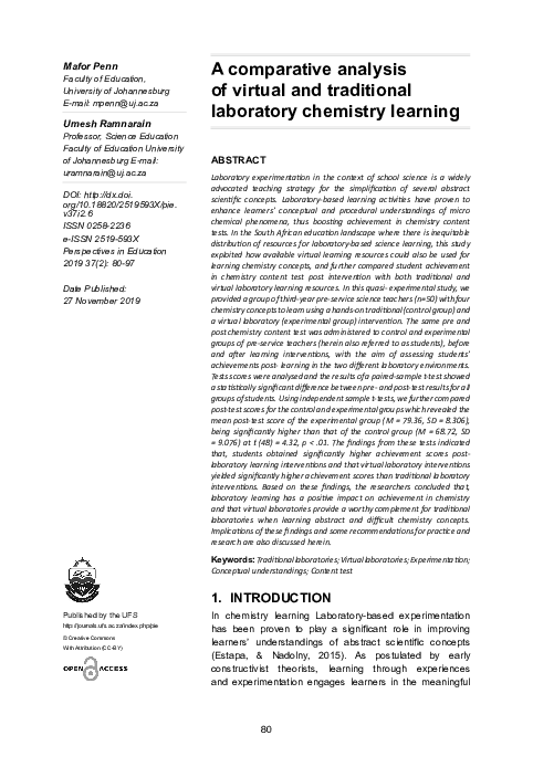 (PDF) A Comparative Analysis of Virtual and Traditional Laboratory ...