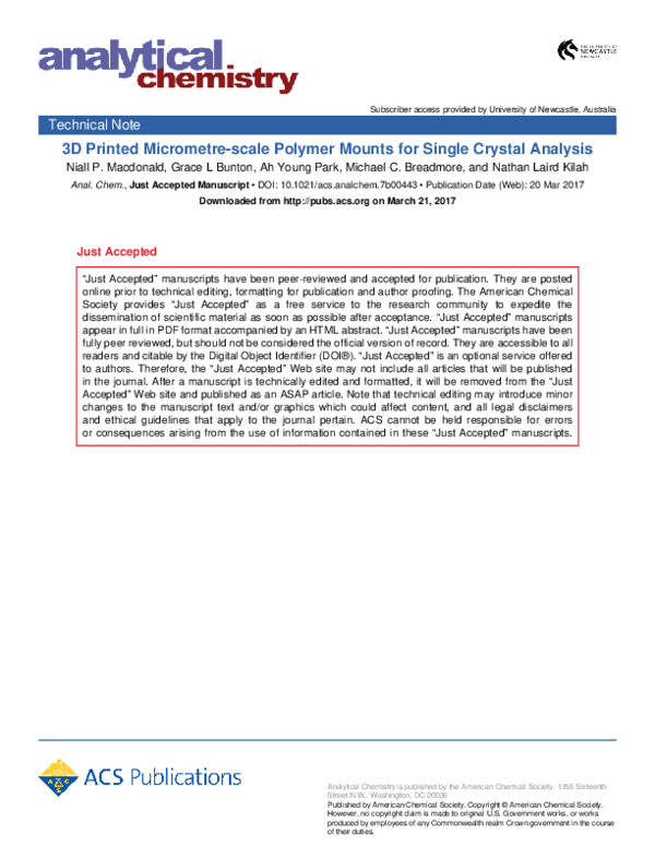(PDF) 3D Printed Micrometer-Scale Polymer Mounts for Single Crystal ...