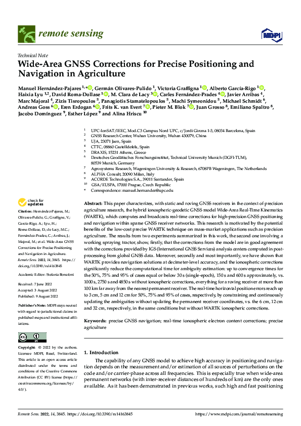 (PDF) Wide-Area GNSS Corrections for Precise Positioning and Navigation in Agriculture