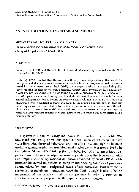 (PDF) An introduction to systems and models