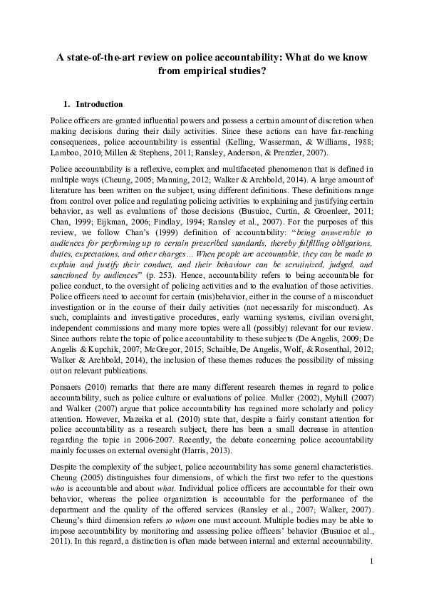 (DOC) A state-of-the-art review on police accountability