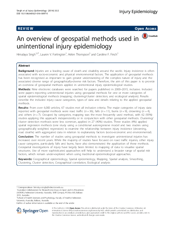(PDF) An overview of geospatial methods used in unintentional injury ...