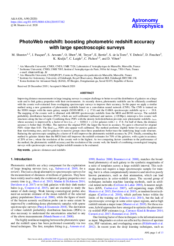 (PDF) PhotoWeb redshift: boosting photometric redshift accuracy with ...