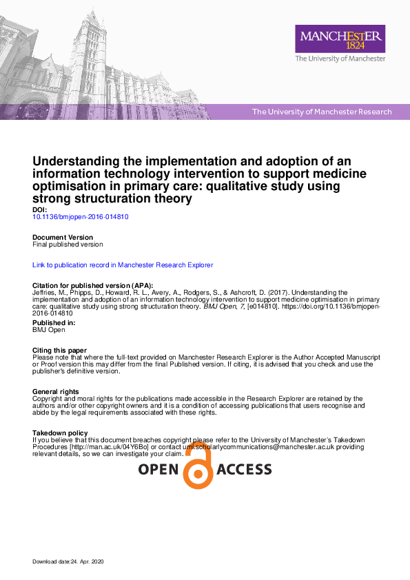 (PDF) Understanding the implementation and adoption of an information technology intervention to ...
