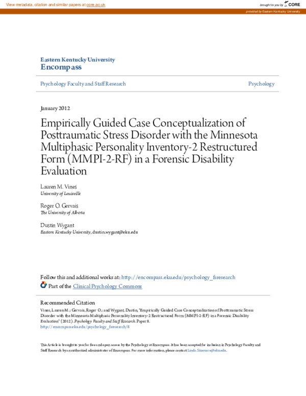 (PDF) Empirically Guided Case Conceptualization of Posttraumatic Stress ...
