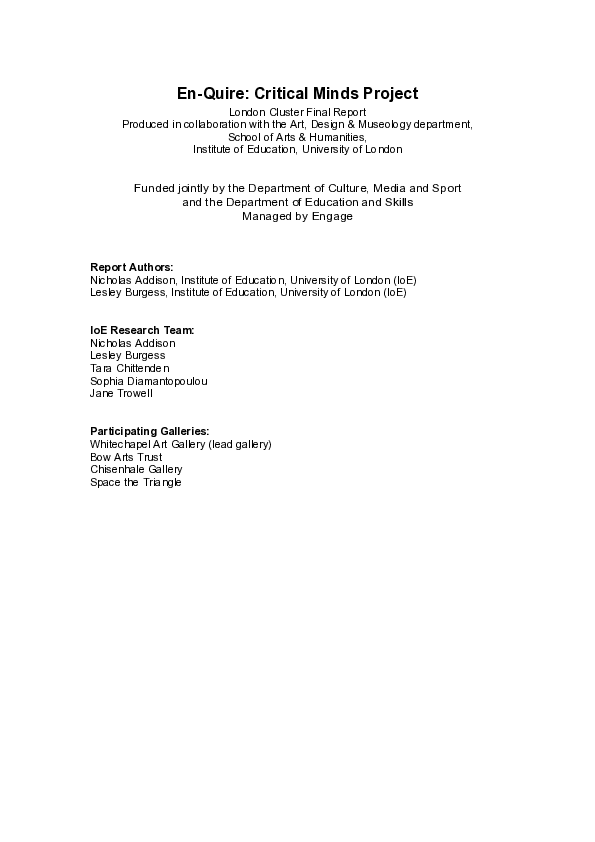 (PDF) The London Cluster report - En-Quire: Critical Minds Project