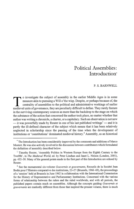(PDF) Political Assemblies: Introduction