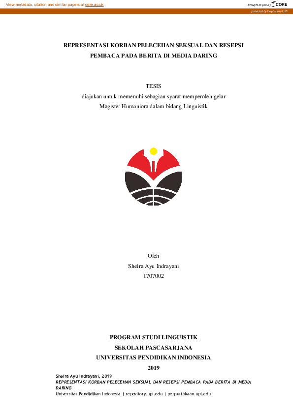 (PDF) Representasi Korban Pelecehan Seksual Dan Resepsi Pembaca Pada ...
