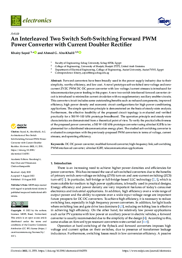 Pdf An Interleaved Two Switch Soft Switching Forward Pwm Power