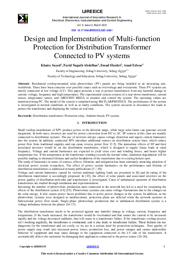 (PDF) Design and Implementation of Multi-function Protection for Distribution Transformer ...