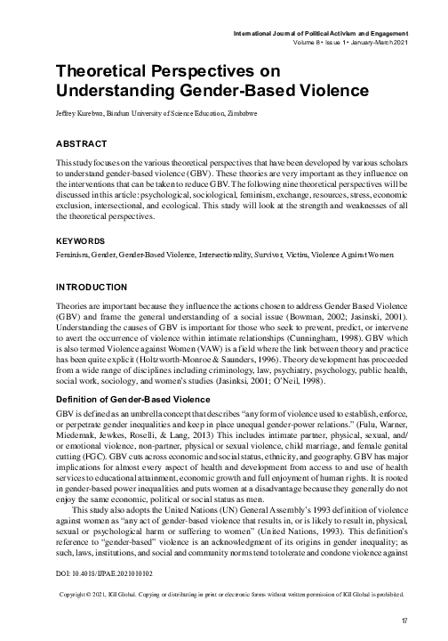 (PDF) Theoretical Perspectives on Understanding Gender-Based Violence