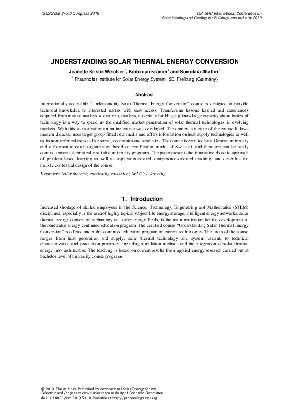 (PDF) Understanding Solar Thermal Energy Conversion