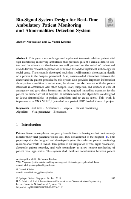 (PDF) Bio-Signal System Design for Real-Time Ambulatory Patient Monitoring and Abnormalities ...