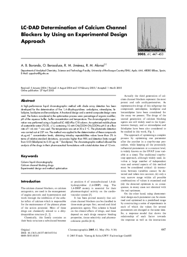 (PDF) LC-DAD Determination of Calcium Channel Blockers by Using an ...