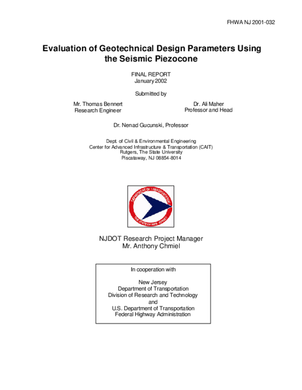 (PDF) Evaluation of Geotechnical Design Parameters Using the Seismic Piezocone