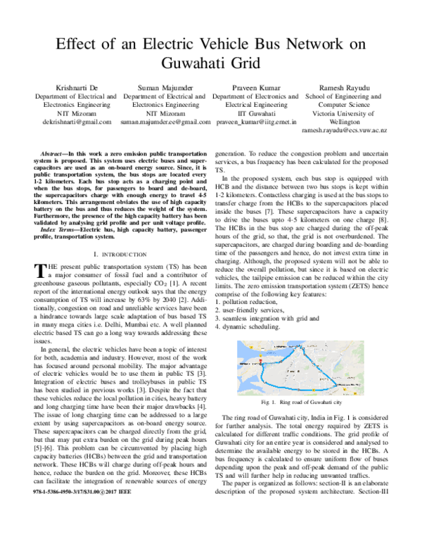 (PDF) Effect of an electric vehicle bus network on guwahati grid
