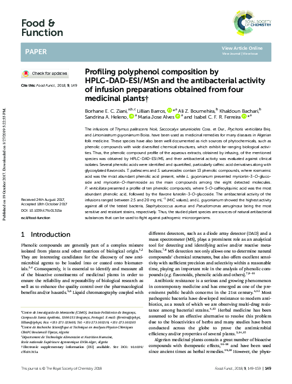 (PDF) Profiling polyphenol composition by HPLC-DAD-ESI/MSn and the antibacterial activity of ...