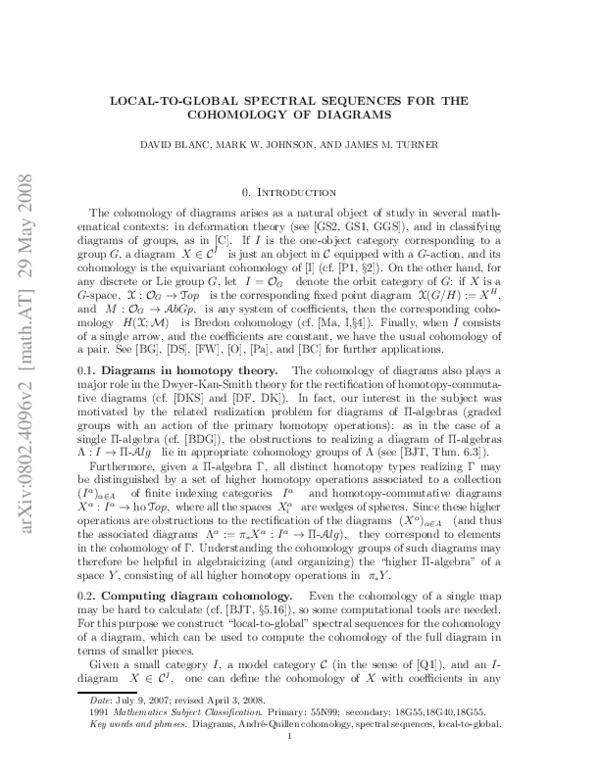 (PDF) Local-to-global spectral sequences for the cohomology of diagrams