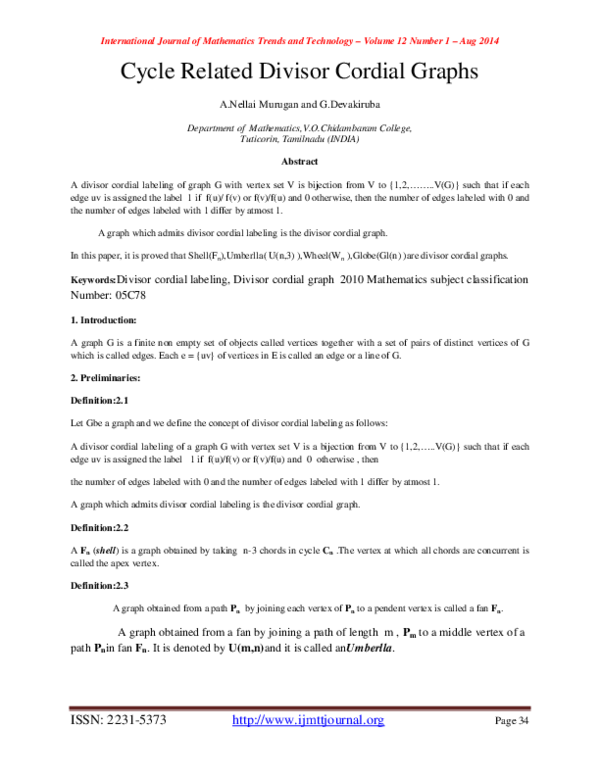 (PDF) Cycle Related Divisor Cordial Graphs