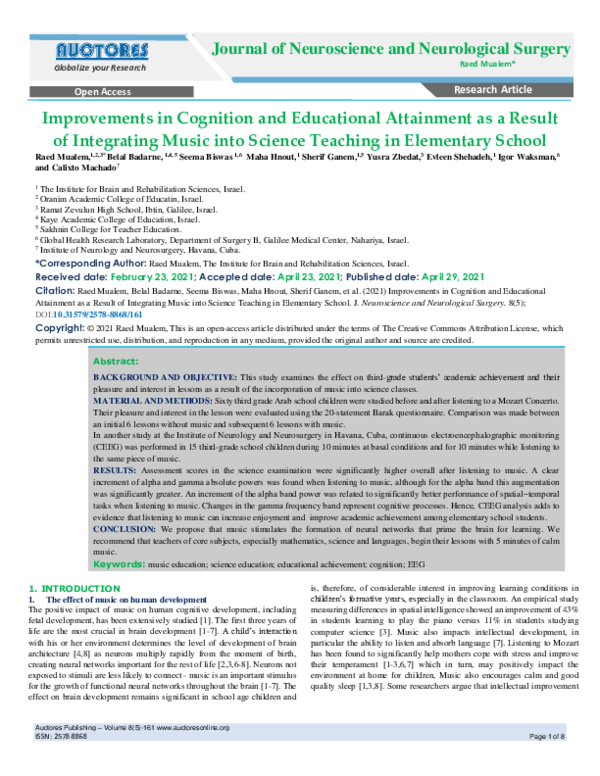 (PDF) Improvements in Cognition and Educational Attainment as a Result ...