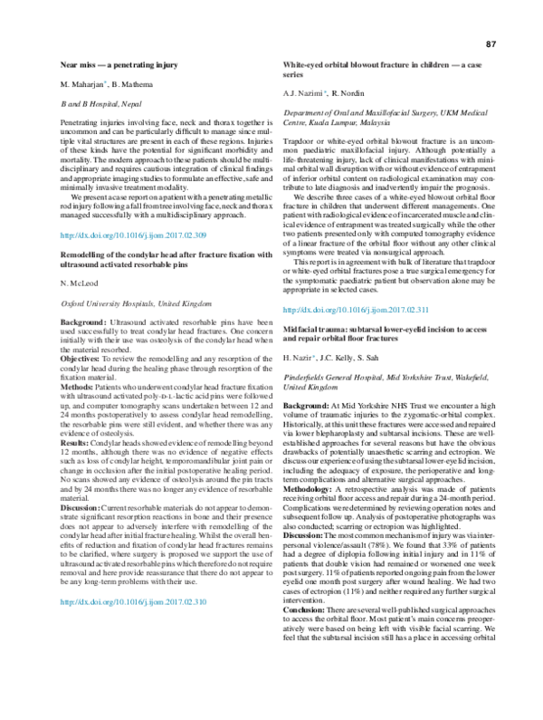 (PDF) Midfacial trauma: subtarsal lower-eyelid incision to access and ...