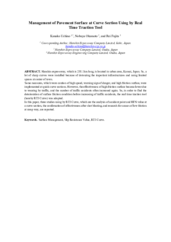 (PDF) Management of Pavement Surface at Curve Section Using by Real ...