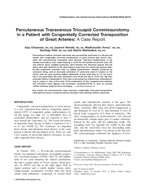 (PDF) Percutaneous transvenous tricuspid commissurotomy in a patient ...