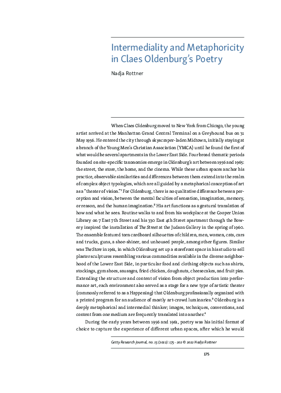 (PDF) Intermediality and Metaphoricity in Claes Oldenburg’s Poetry