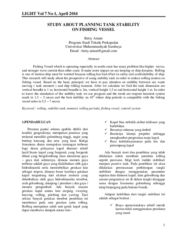 (PDF) Study About Planning Tank Stability on Fishing Vessel