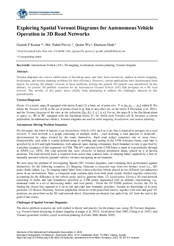 (PDF) Exploring Spatial Voronoi Diagrams for Autonomous Vehicle ...