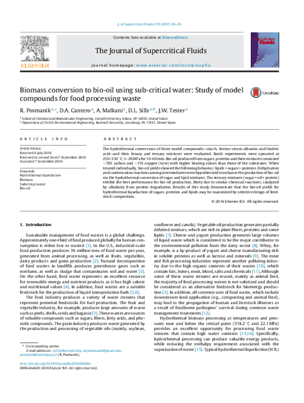 (PDF) Biomass conversion to bio-oil using sub-critical water: Study of ...
