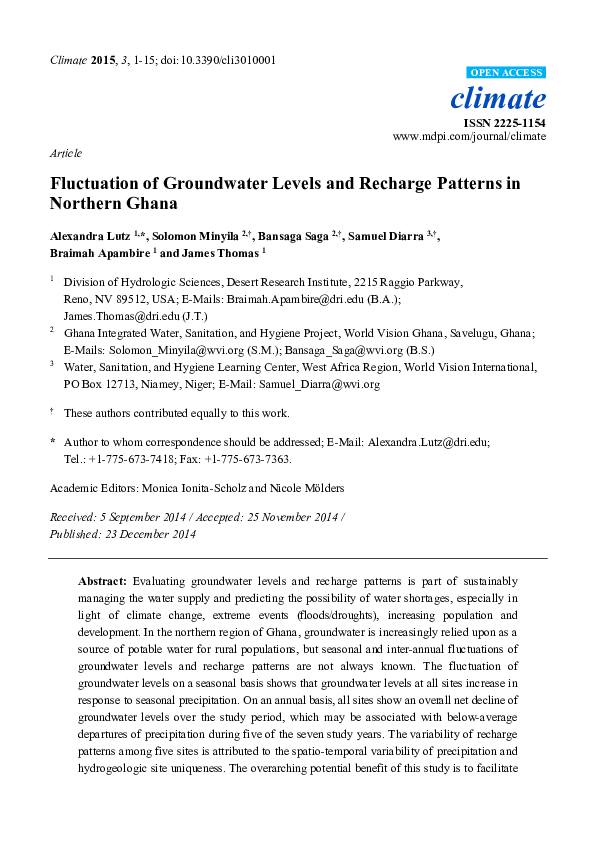 (PDF) Article Fluctuation of Groundwater Levels and Recharge Patterns in