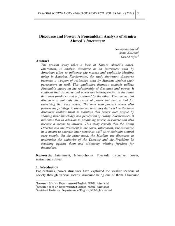(PDF) Discourse and Power: A Foucauldian Analysis of Samira Ahmed's ...