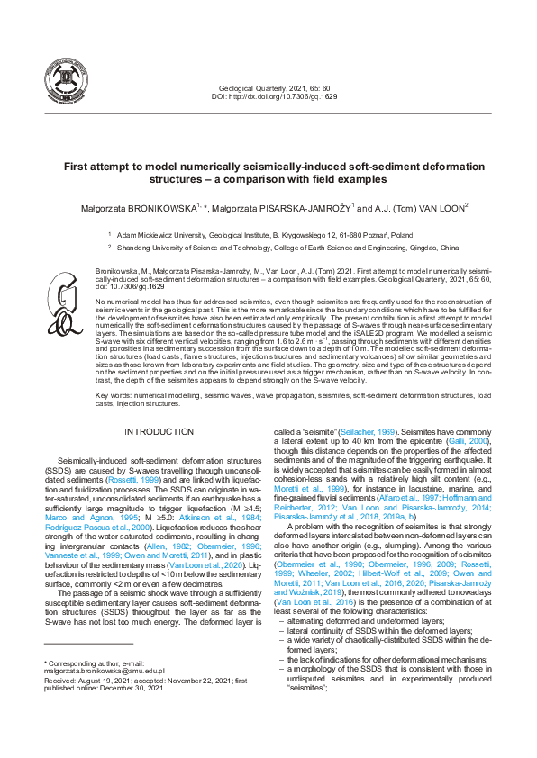 (PDF) First attempt to model numerically seismically-induced soft-sediment deformation ...