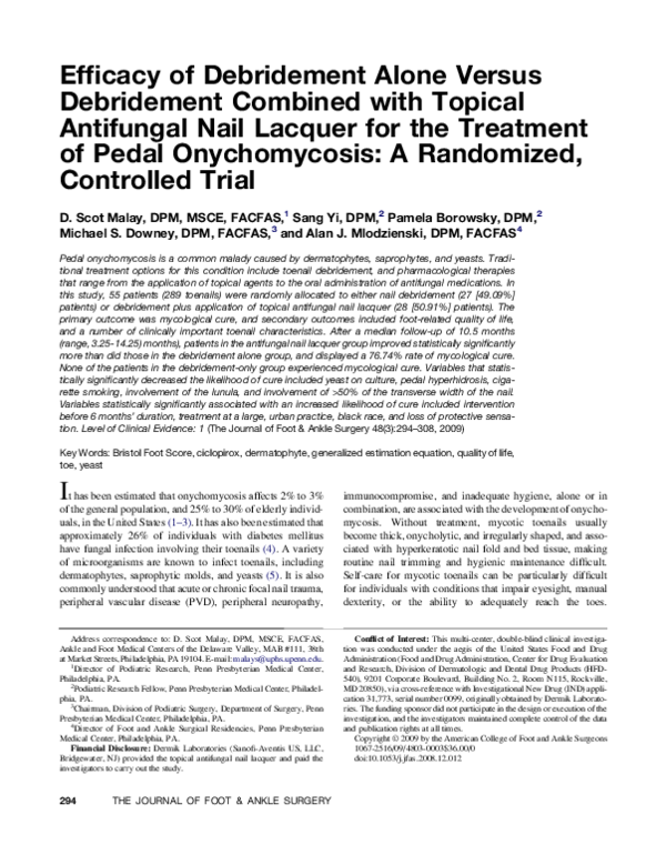 (PDF) Efficacy of Debridement Alone Versus Debridement Combined with ...