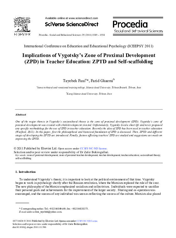 (PDF) Implications of Vygotsky's Zone of Proximal Development (ZPD) in ...