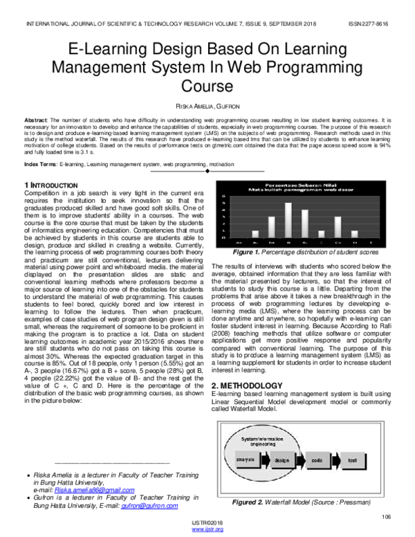 (PDF) E-Learning Design Based On Learning Management System In Web Programming Course