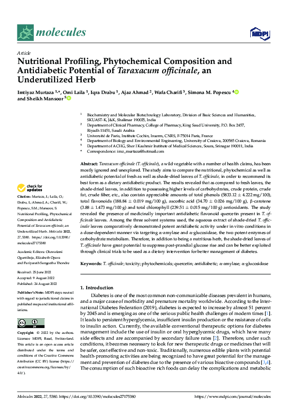 (PDF) Nutritional Profiling, Phytochemical Composition and Antidiabetic ...