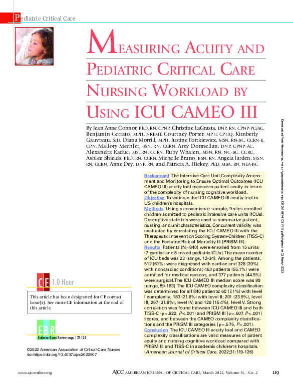 (PDF) Measuring Acuity and Pediatric Critical Care Nursing Workload by ...