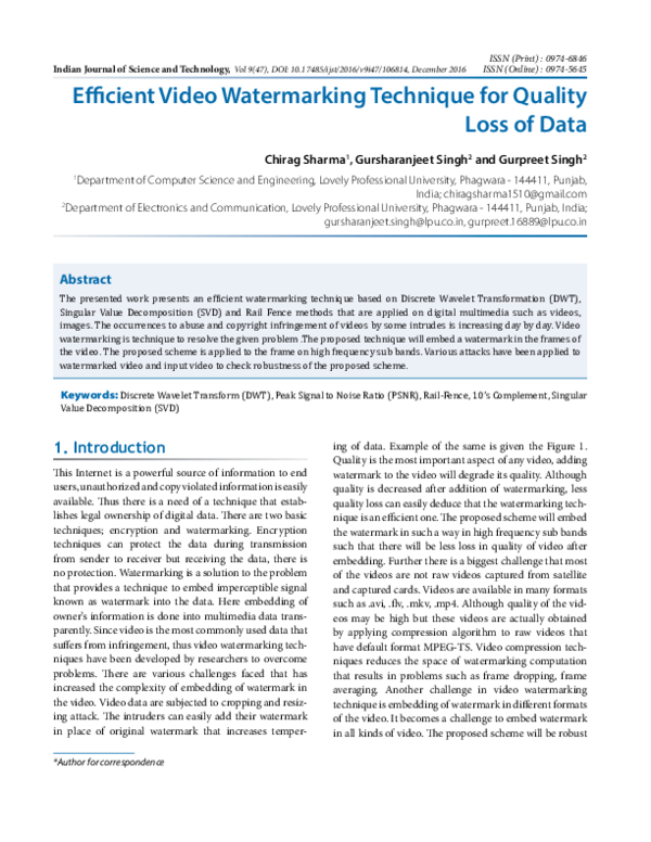 Pdf Robust Watermarking For Video Copyright Protection